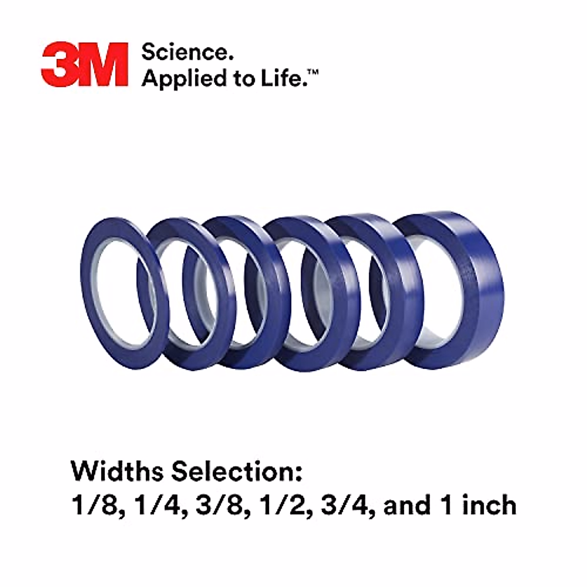 3M Vinyl Tape 471+, 1/4 in x 36 yd, Indigo, 1 Roll, Fine Line Tape for Paint Masking Striping, Color Separation and Complex Designs, High-Temperature, Stretch