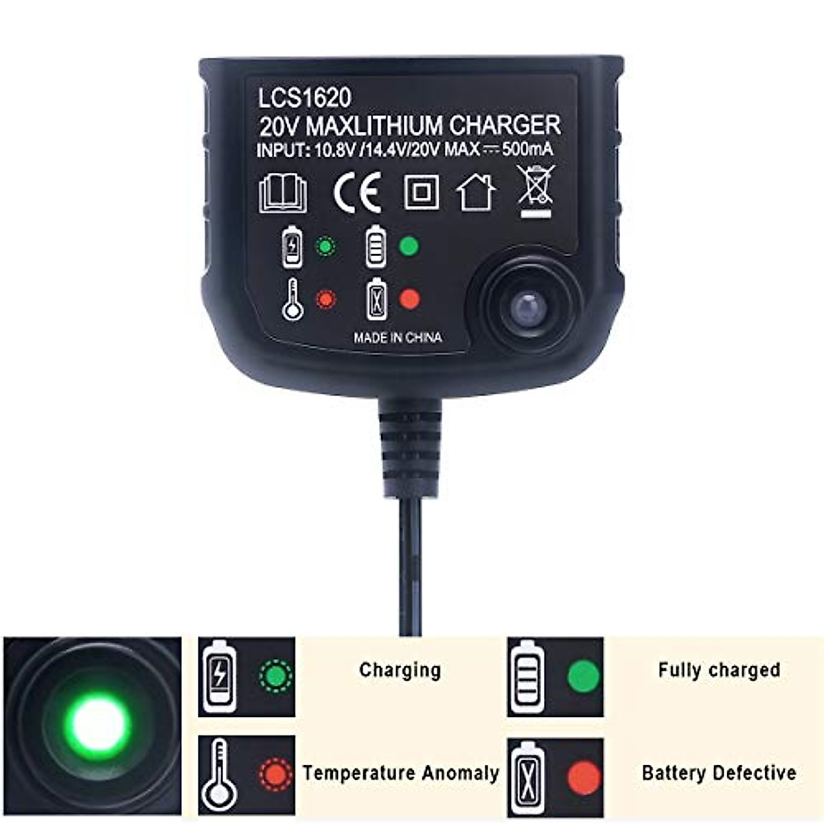 Elefly LCS1620 20V Lithium Battery Charger Compatible with Black & Decker 20V Lithium Battery LBXR20 LBX20 LB20 LBXR20-OPE LBX4020 LB2X4020 LBXR2020-OPE