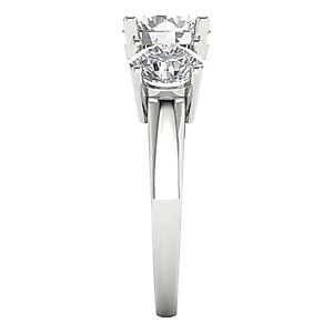 3.25 Ct Brilliant Round Cut Clear Simulated Diamond 14K White Gold Three Stone Statement Ring Size 6