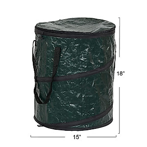 Household Essentials Pop Up Hamper, Pop Up Camping Trash Can, Great for Outdoor or Indoor Use, Portable and Collapsible with Zippered Top, Green
