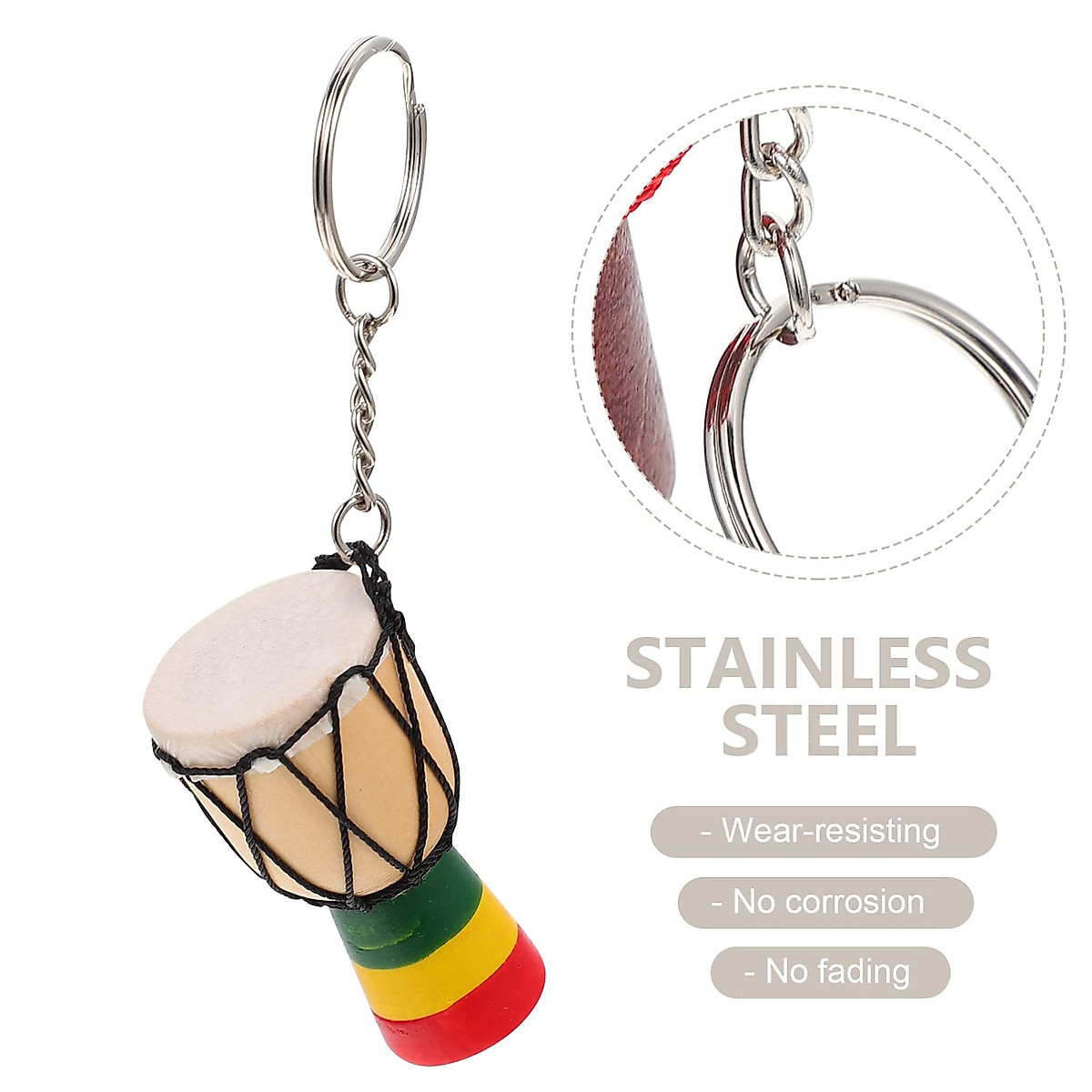 ARTIBETTER Music Lover Gift 3Pcs Djembe Drum Keychain Congo African Wood Drum Goblet Keyring Pendant Car Key Holder Backpack Bag Hanging Ornament for Souvenir Gift Mini African Drum