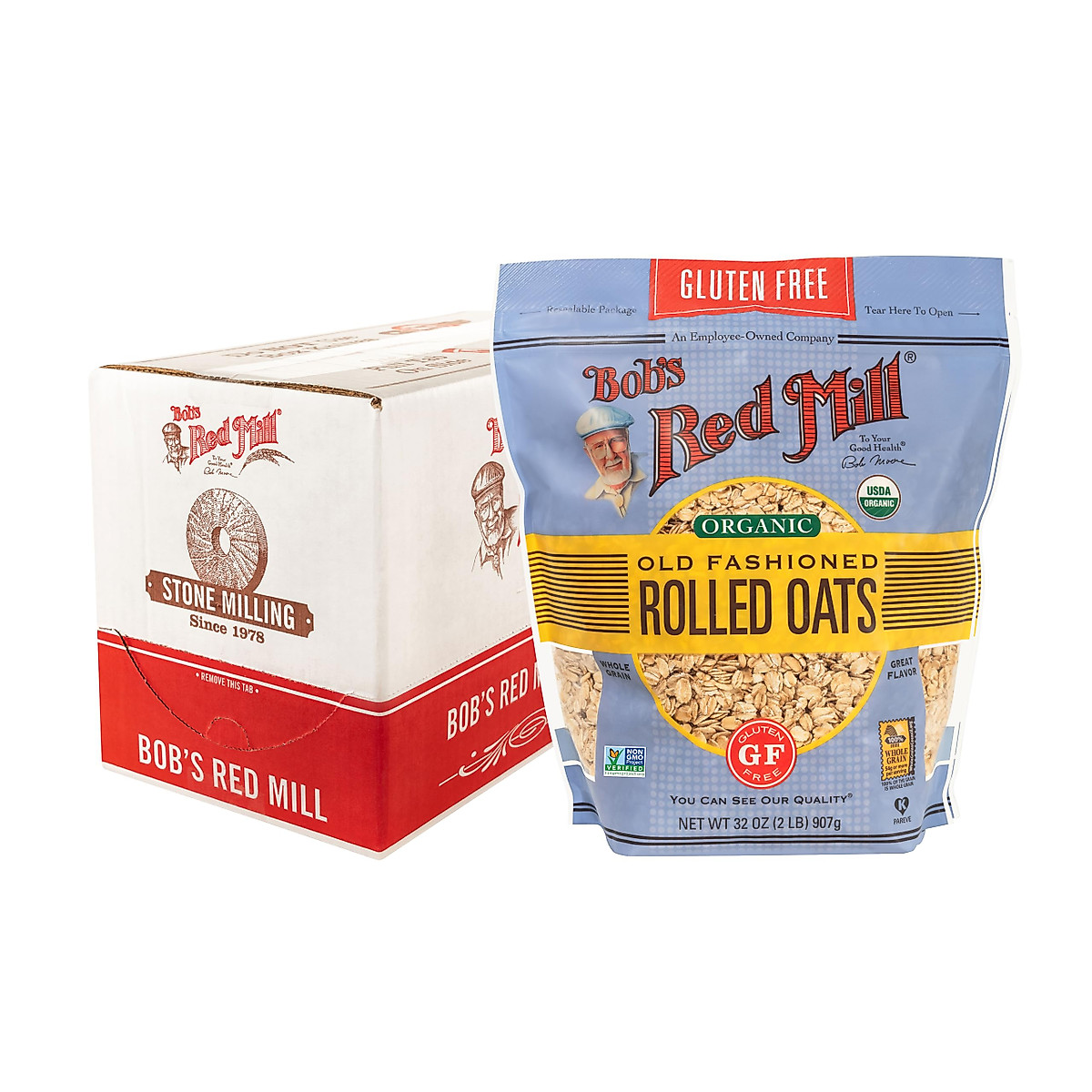 Bob's Red Mill Gluten Free Organic Old Fashioned Rolled Oats, 32 ounce (Pack of 4)
