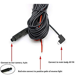 WOLFBOX G840H 20Feet Rear Camera Original Cord Cable (4 pin, 2.5mm), not Suitable for G840S / G880
