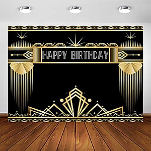 Avezano 7x5ft Great Gatsby Theme Birthday Party Backdrop Roaring 20s Retro 1920s Photo Booth Backdrop for Adults Birthday Party Decorations The Great Gatsby Theme Bday Parties Photoshoot Background