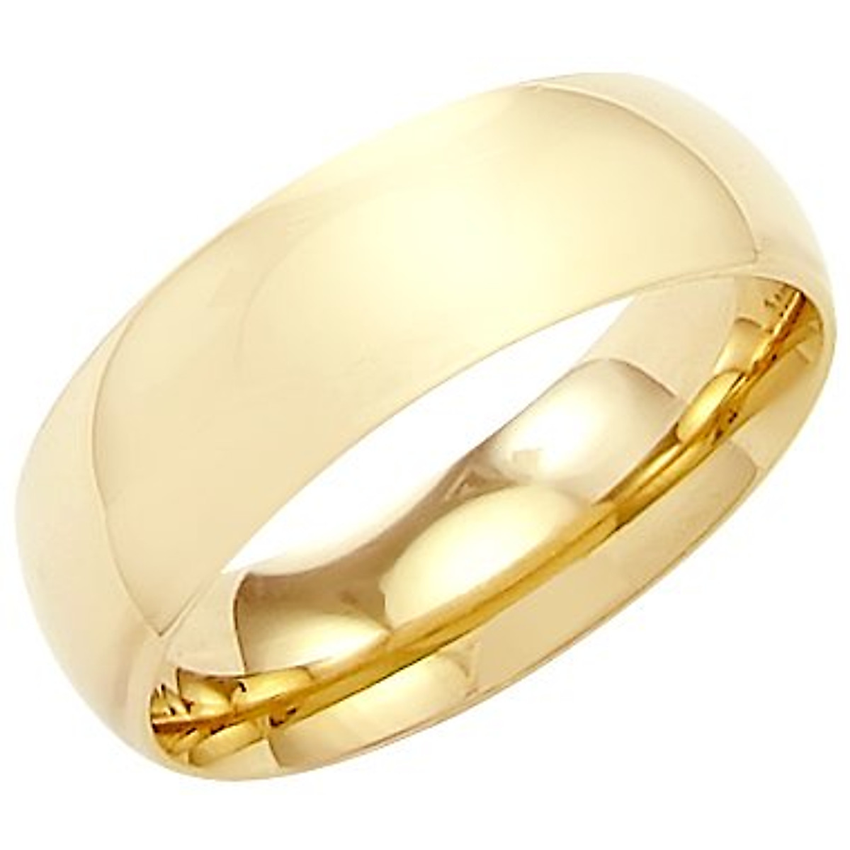 14k Solid Yellow Gold Plain Dome Wedding Heavy Ring Band 8MM - Size 6