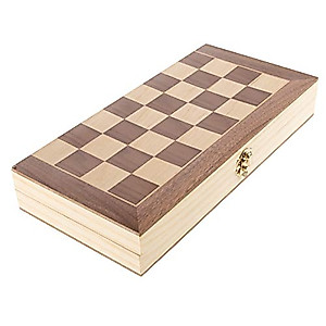 Hey! Play! Chess Set with Folding Wooden Board-Beginner’s Portable Classic Strategy and Skill Game for Competitive 2-Player Family Fun , Brown