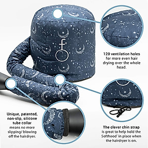 Bonnet Hood Hair Dryer Attachment by Hair Flair • Suitable For All Types of Hair & Hair Extensions • Perfect For Travel • Award Winning Original Patent • Deluxe Softhood • Healthy & Damage Free (Navy)