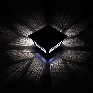 CHEEKON 5-1/2 x 5-1/2 Solar Post Cap Lights, Metal and Glasses, Bronze, Wood Post Fence Post Cap Outdoor Garden Yard Deck Street Top Wall