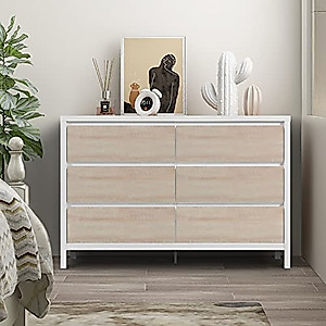 LYNSLIM 6 Drawer Dresser, Wooden Dresser for Bedroom, Modern Chest of Drawers, Storage Cabinet for Living Room, Nursery, Entryway