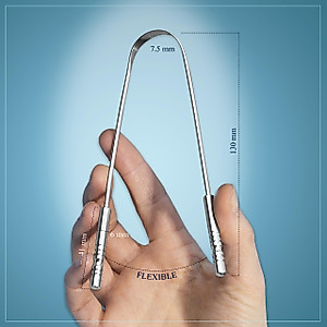 MasterMedi Tongue Cleaner Tongue Scraper Surgical Grade Stainless Steel Tongue Brush Dental Kit Professional Eliminate Bad Breath With Non-synthetic Grip (Family Pack (4 pcs)
