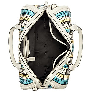 Calvin Klein Ashley Barrel Satchel, Cherub White Multi Woven