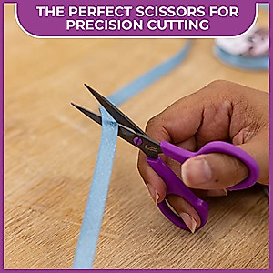 Sharp Craft Scissors For Adults - Japanese Precision Stainless Steel Blades - Non-Stick Teflon Coated - Ergonomic Design - Perfect for Paper, Card, Felt and Fabric - By Crafters Companion (4.5 Inch)
