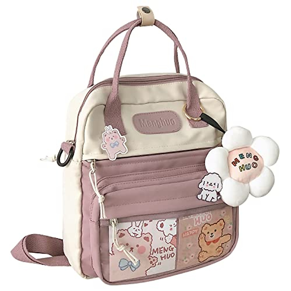 AoMoon Kawaii Backpack Japanese Cute School Bag Ita Bag JK Uniform Bag Aesthetic Backpack with Pin and Cute Accessories for Girls (S-Pink)