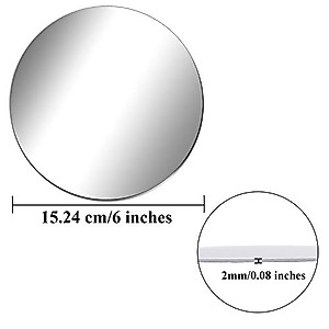 Aneco 6 Pack Acrylic Round Mirrors Non Glass Round Mirror Plate Self Adhesive Mirror Stickers for Home Wall Decor or Wedding Table Centerpiece, 6 Inches, (Thickness 2 mm)