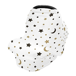 Nursing Cover Breastfeeding Scarf Stars Moon Polka Dot - Baby Car Seat Covers, Infant Stroller Cover, Carseat Canopy(801c)