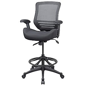 BOLISS Ergonomic Drafting Chair Office Chair with Height-Adjustable Foot Ring and Adjustable Armrest 400lbs-BLACK