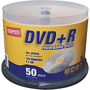 STAPLES DVD+R 50 Disc Spindle