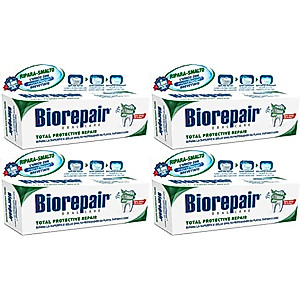 Biorepair: "Total Protective Repair" Toothpaste with microRepair, New Formula - 2.5 Fluid Ounce (75ml) Tubes (Pack of 4) [ Italian Import ]