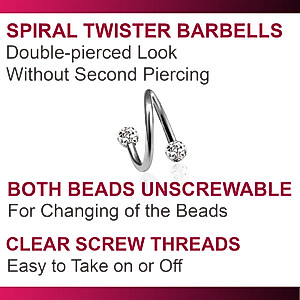 bodyjewellery 2pcs 16g Spiral Piercing Lip Titanium Earring Helix Eyebrow Tragus Studs Cartilage Bar Hoop Twisted Ferido Balls B2ECN