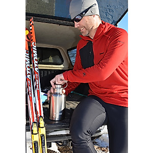 EcoVessel Vacuum Insulated Large Travel Growler Bottle for Water, Beer, and Tea - Stainless Steel 64 oz Thermos Water Bottle with Infuser Filter and Wide Mouth Dual Opening Cap BOSS