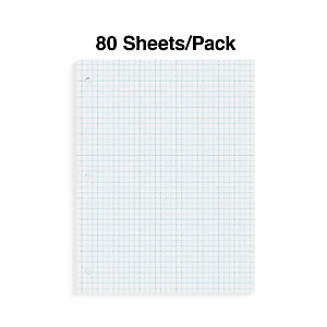 1InTheOffice Binder Graph Paper, 3 Hole Small Graph Paper, 8x10.5 White, 160 Sheets/Pack