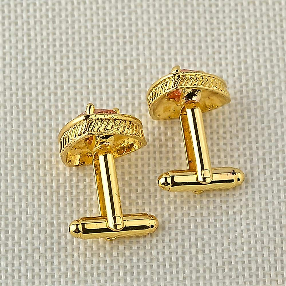 V & L Crystal Cuff links – Fancy Unique Elegant Sparkling Luxury Gem Stone Cufflinks for men in Triangle - Perfect for Wedding, Formal, Suit, Business and Groom Cufflink (Gold)