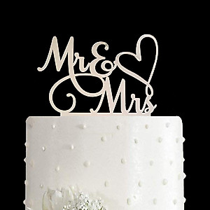 AMINJIE Mr and Mrs Cake Topper, Bride and Groom Sign Wedding/Engagement Cake Toppers Decoration, Mirror Silvery Acrylic