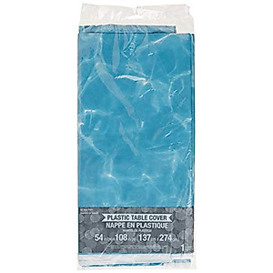 Creative Converting TABLECOVER PL 54" X 108" AOP Plain Water Print Plastic Tablecloth, 54 x 108, Multicolor