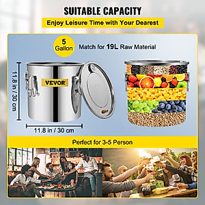 VEVOR Alcohol Still 5Gal/20L Alcohol Distiller Stainless Steel Distillery Kit for Alcohol With Copper Tube & Pump Home Brewing Kit Build-in Thermometer for DIY Whisky Wine Brandy