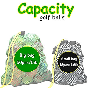 JKL Sports Mesh Bags,Durable Drawstring Bags,Multi-purpose Storage Nets-bags for travel & golf balls, Large & Small Combination Net Bags Golf accessories (Green & Black drawstring pockets)