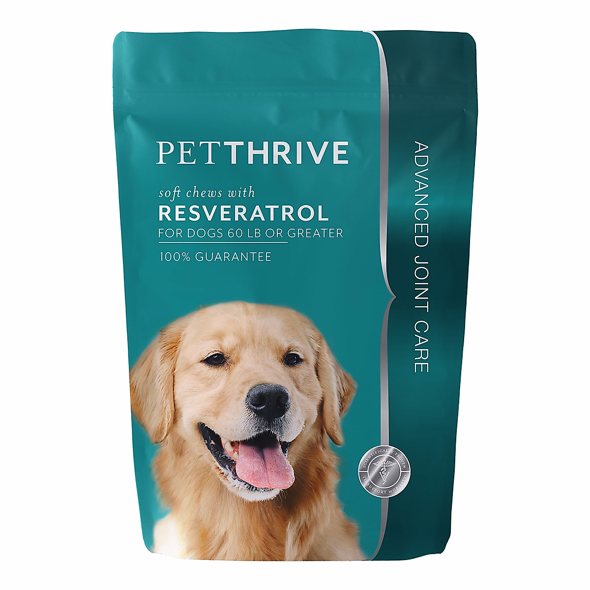 PetThrive Dog Hip and Joint Support Supplement Soft Chews with Resveratrol, Glucosamine, Chondroitin, Hyaluronic Acid, Bacon Flavor, Large Breed