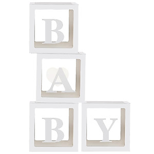 Baby Boxes with Letters for Baby Shower- Baby Balloon Boxes with Letters- A-Z 31 Letters- Gender Reveal Party Decoration Box- Clear Baby Shower Box Decorations- Baby Clear Boxes