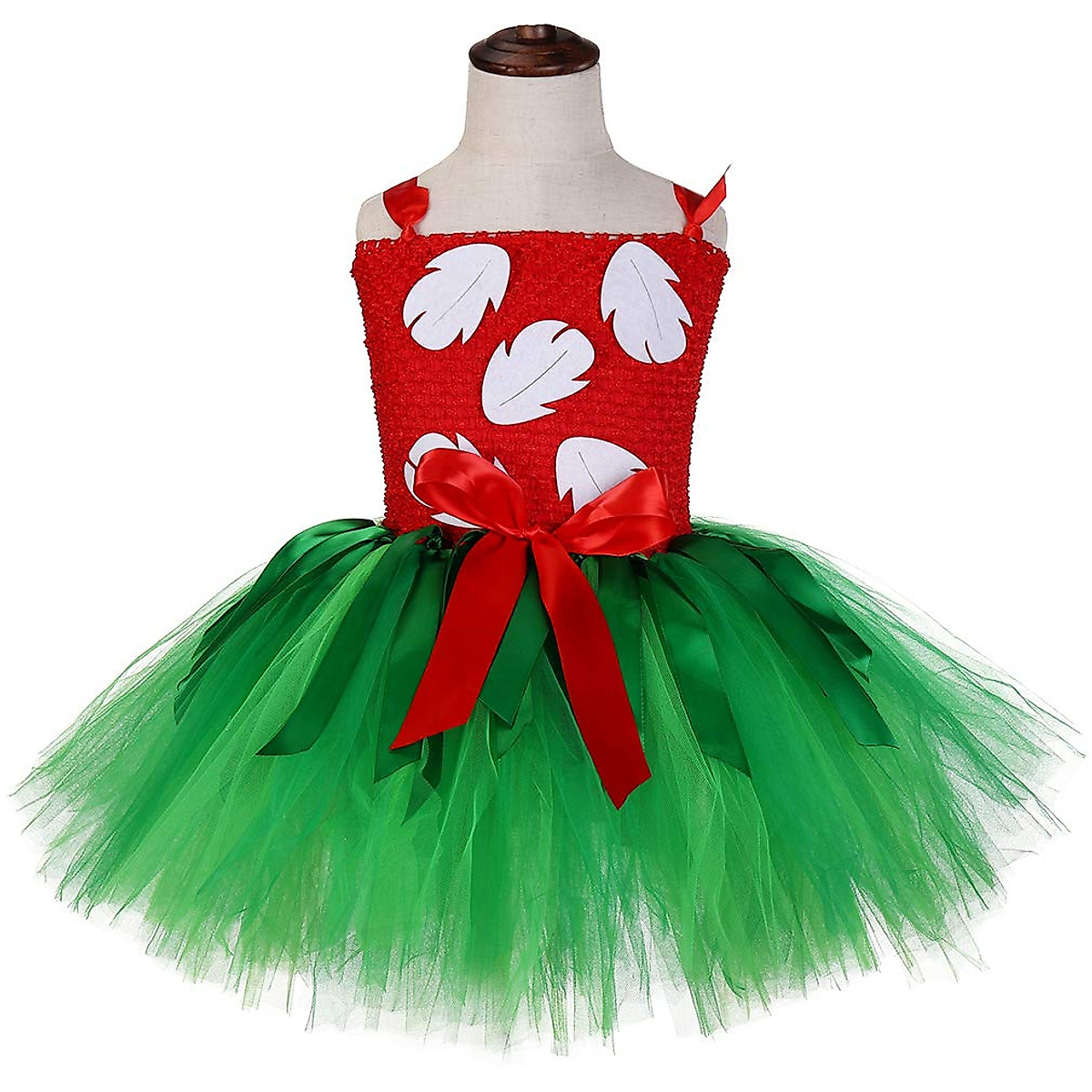 Tutu Dreams Toddler Halloween Costume Hawaiian Dress Girls Hula Luau Dancer 100th Day of Schhol Holiday Pageant Birthday Party (Red, 3-4T)