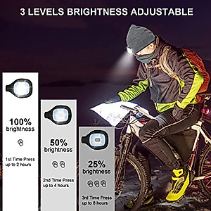 Attikee LED Lighted Beanie, Unisex Warm Knitted Hat, Rechargeable Headlamp Cap for Outdoors, Tech Gift for Men Dad Father Him Black
