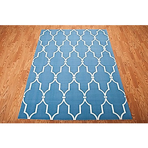 Nourison Home & Garden Indoor/Outdoor Navy 5'3" x 7'5" Area-Rug, Easy-Cleaning, Non Shedding, Bed Room, Living Room, Dining Room, Kitchen (5x7)