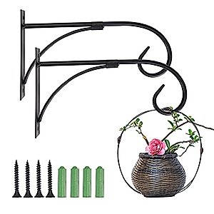 Citrine Garden Simply Style Metal Hanging Plant Brackets 10inch, Pack of 2, Wall Mount Plant Hangers, Planter Hooks for Flower Baskets, Bird Feeders in Corridor/Patio/Porch/Garden