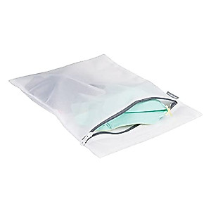 mDesign Medium Laundry Mesh Wash Bag - Fine Weave Fabric, Zipper Closure, Washing Machine, and Dryer Safe, Protect Lingerie, Delicates, Underwear, Bras, Leggings - Reusable - Great Travel Bag - White