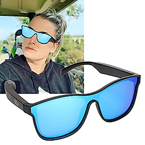 Audio Sunglasses with Open Ear Headphones, Sport Wireless Bluetooth Audio Sunglasses Hands Free for Outdoor Sports, HiFi Stereo(Blue)