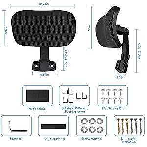 Office Chair Headrest Attachment Universal, Head Support Cushion for Any Desk Chair, Elastic Sponge Head Pillow for Ergonomic Executive Chair, Adjustable Height & Angle Upholstered, Chair Not Included