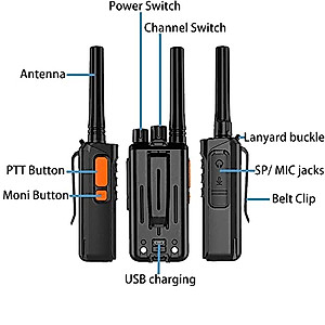 VBTER Walkie Talkies Rechargeable with Earpieces Mic, Two-Way Radios Long Range USB Cable Charging 14 Channel Handheld Transceiver Walky Talky（2 Pack）