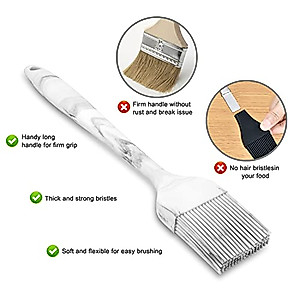FIVETAS 1.97"x9.84"Heat Resistant Food Grade Silicone Pastry brush Basting Brush for Cooking,BBQ,Meat,Desserts.Kitchen Brush for Sauce Butter oil.Stainless Steel Core Handle.BPA Free. Marbling.