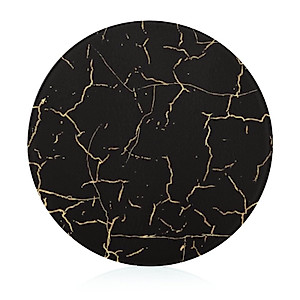Bagea-Ka Black Marble Pattern Tempered Glass Cutting Board 8" Round Kitchen Decorative Chopping Board Small