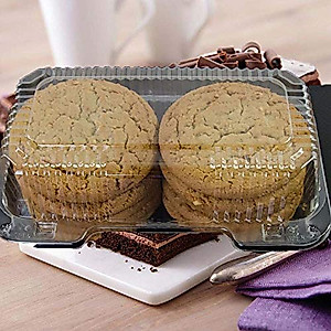 The Bakers Pantry cake roll container Clear Hinged Lid disposable 9"x 5 great for Loaf Deep Cookies plastic containers disposable donut cookie sandwich clamshell containers for food (Pack of 50)