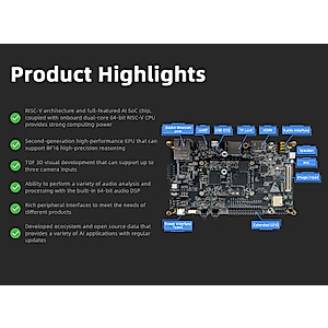 Kendryte K510 CRB-KIT Developer Kit Based on Dual-core 64-bit RISC-V AI SoC Chip 512M LPDDR3+16GB eMMC 5.1 Storage Support Linux System for AI Deep Learning