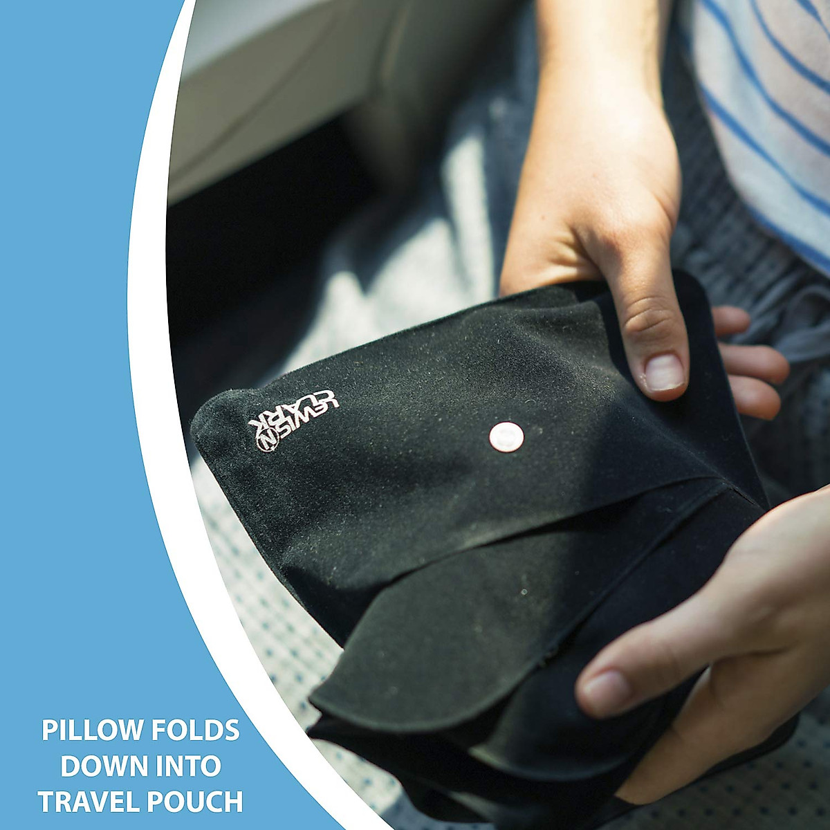 Lewis N. Clark Original Neckrest Inflatable Pillow, Waterproof Neck Pillow for Neck Support at the Beach, Pool + Airport Travel with Fully Adjustable Firmness and Included Carrying Pouch, Black