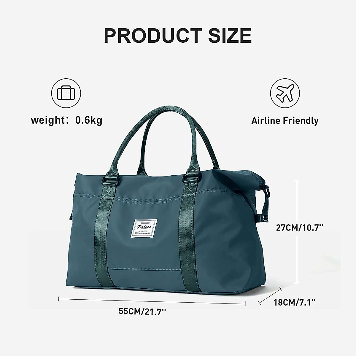 Sport Travel Duffle Bag Large Gym Tote Bag for Women, Weekender Bag Carry on Bag for Airplane, Ladies Beach Bag Overnight Bag Waterproof Bag Luggage Bag with Wet Bag Peacock Blue