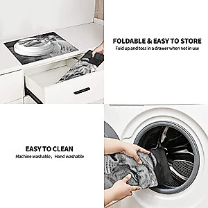 Lioness with Blue Green Eyes Printed Drying Mat For Kitchen Ultra Absorbent Microfiber Dishes Drainer Mats Non-Slip Silicone Quick Dry Pad - 18 X 16inch