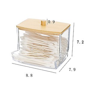 GSHLLO Cotton Swab Pads Holder Cotton Buds Ball Dispenser Qtips Organizer Container Bathroom Jar Cosmetics Makeup Storage Box with Lid