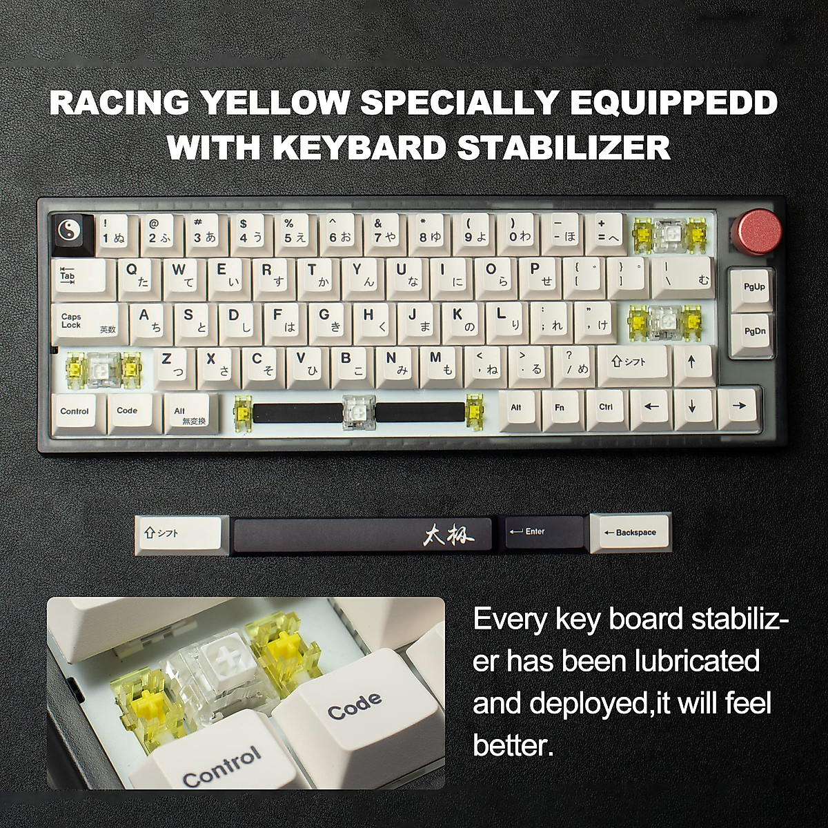 VN66 RGB Mechanical Keyboard 66keys Programmable Hot-Swappable Gaming Keyboard with Yellow Switch Support Bluetooth/Wired/2.4Ghz Tri-Mode (Yellow Switch, Black)