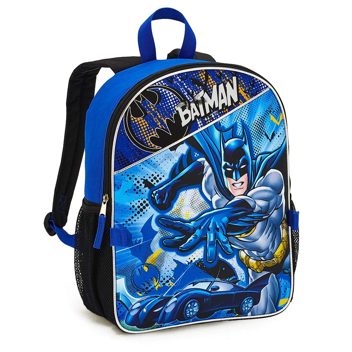 Batman Backpack with Lunchbox Set for Boys Kids ~ 6 Pc Bundle With Deluxe 16" Batman Backpack, Insulated Lunch Bag, Stickers, and More (Batman School Supplies)